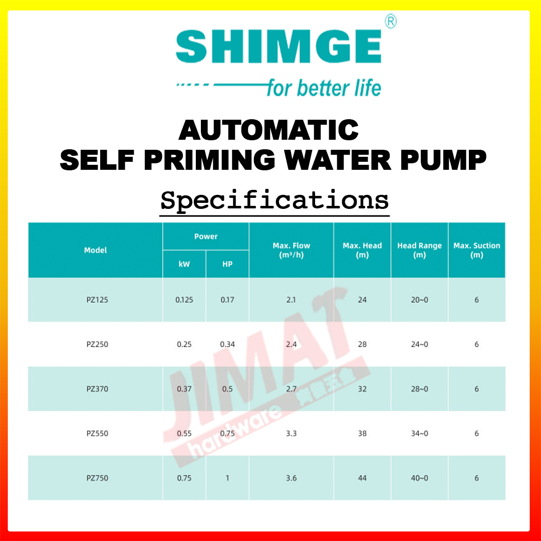 SHIMGE PUMP PZ125 PZ370 PZ550 PZ750 Fully Automatic Self-Priming ...