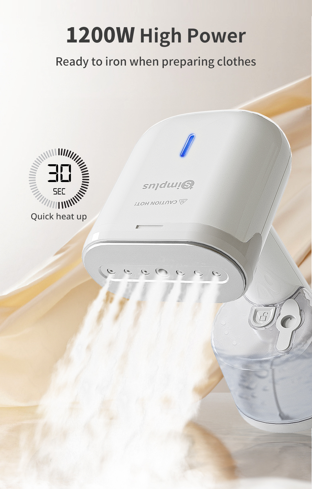 Simplus Handheld Garment Steamer 280ml Large Water Tank 1200W High ...