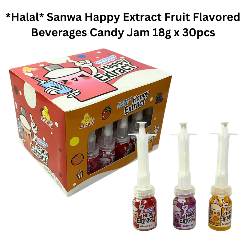 *Halal* Sanwa Happy Extract Fruit Flavored Beverages Candy Jam 18g x ...