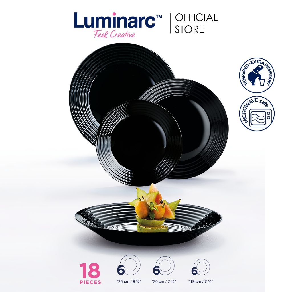 Luminarc 18Pcs Harena Dinner plate Set - Black (18 Pieces) [Model ...