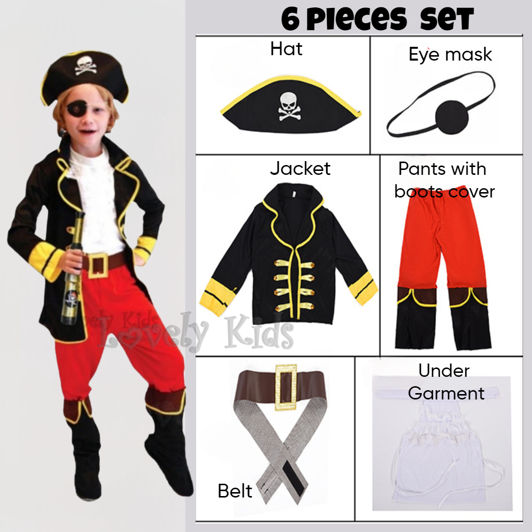 [READY STOCK] Kids Halloween Costume Pirate Caribbean Captain Cosplay ...