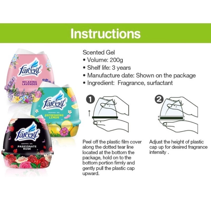 Farcent Scented Gel Air Freshener - Rose /Fresh Lemon /Lavender/ Peach ...