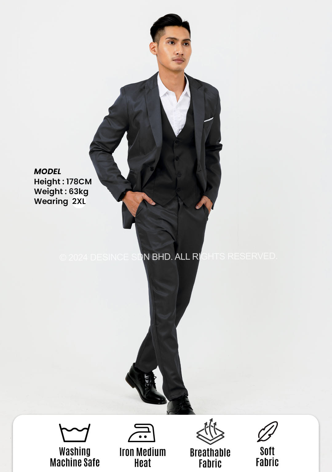 🇲🇾 DESINCE Men Blazer Set Formal Trousers Business Plus Size 5XL 6XL ...