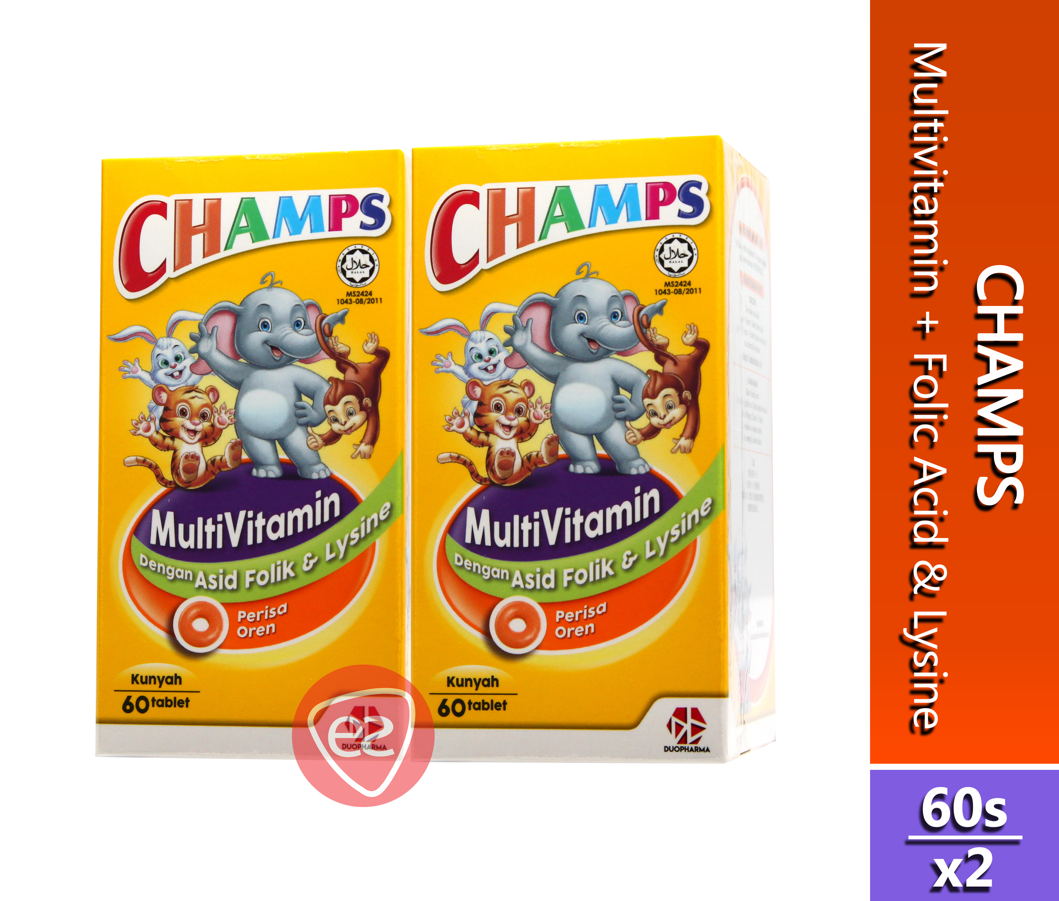 Champs Multivitamin Plus Folic Acid & Lysine Chewable Tablet (Orange ...