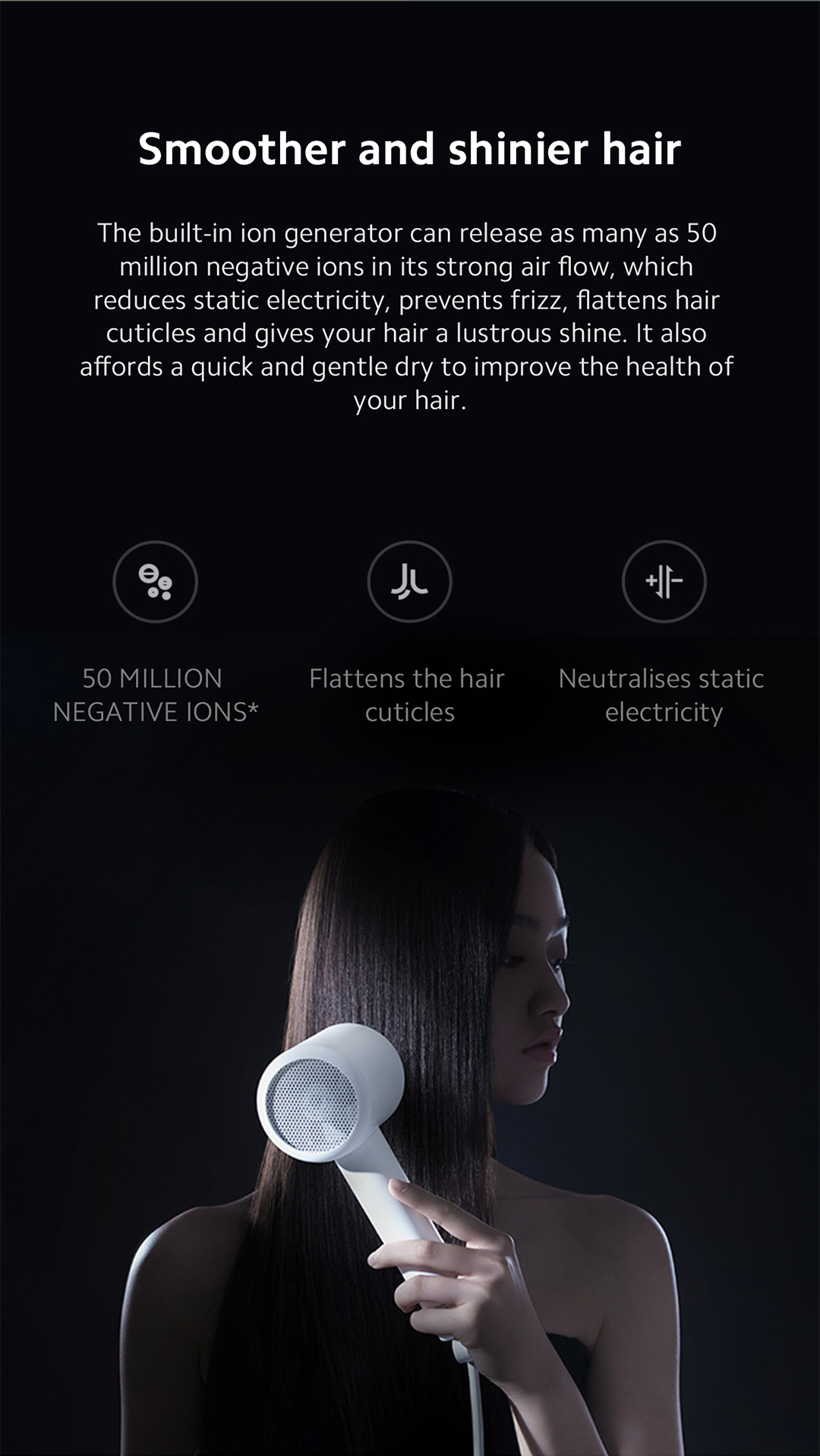 Xiaomi H300 Ionic Hair Dryer H300 | Negative Ions Technology | Fast ...