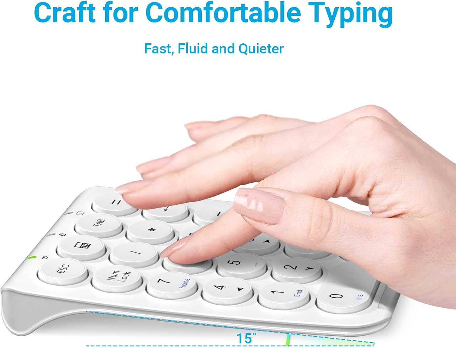 iClever IC-KP08 Number Keyboard Pad, Bluetooth Portable Wireless Rechargeable Numeric Keypad ...