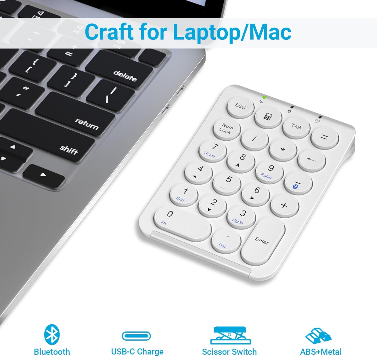 iClever IC-KP08 Number Keyboard Pad, Bluetooth Portable Wireless ...