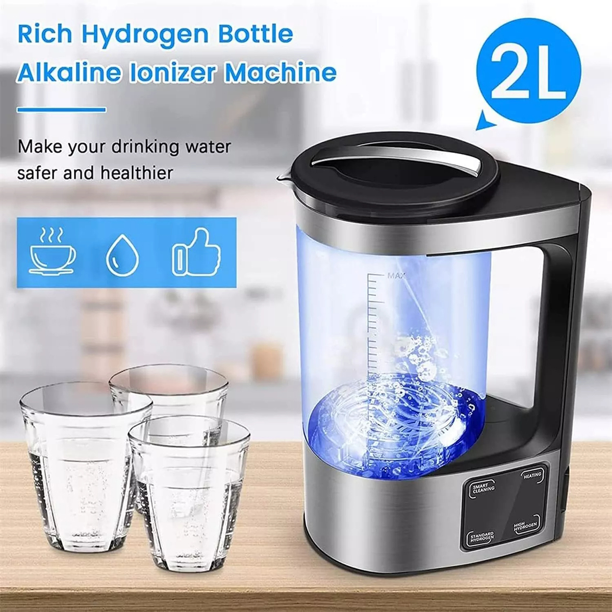 2L Hydrogen Water Bottle Oxygen-rich water Portable Small Component ...