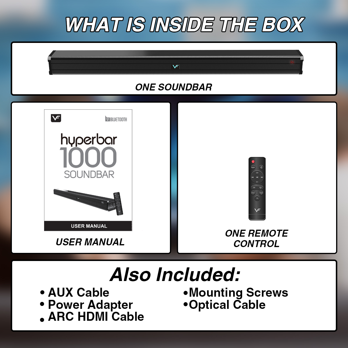 VINNFIER HYPERBAR 1000 WIRELESS SOUNDBAR SPEAKER WITH BLUETOOTH ...