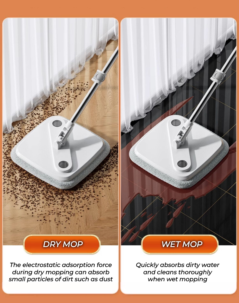 2 IN 1 Spin Mop Set With Cleaning & Drying System Bucket Clean & Dirty ...