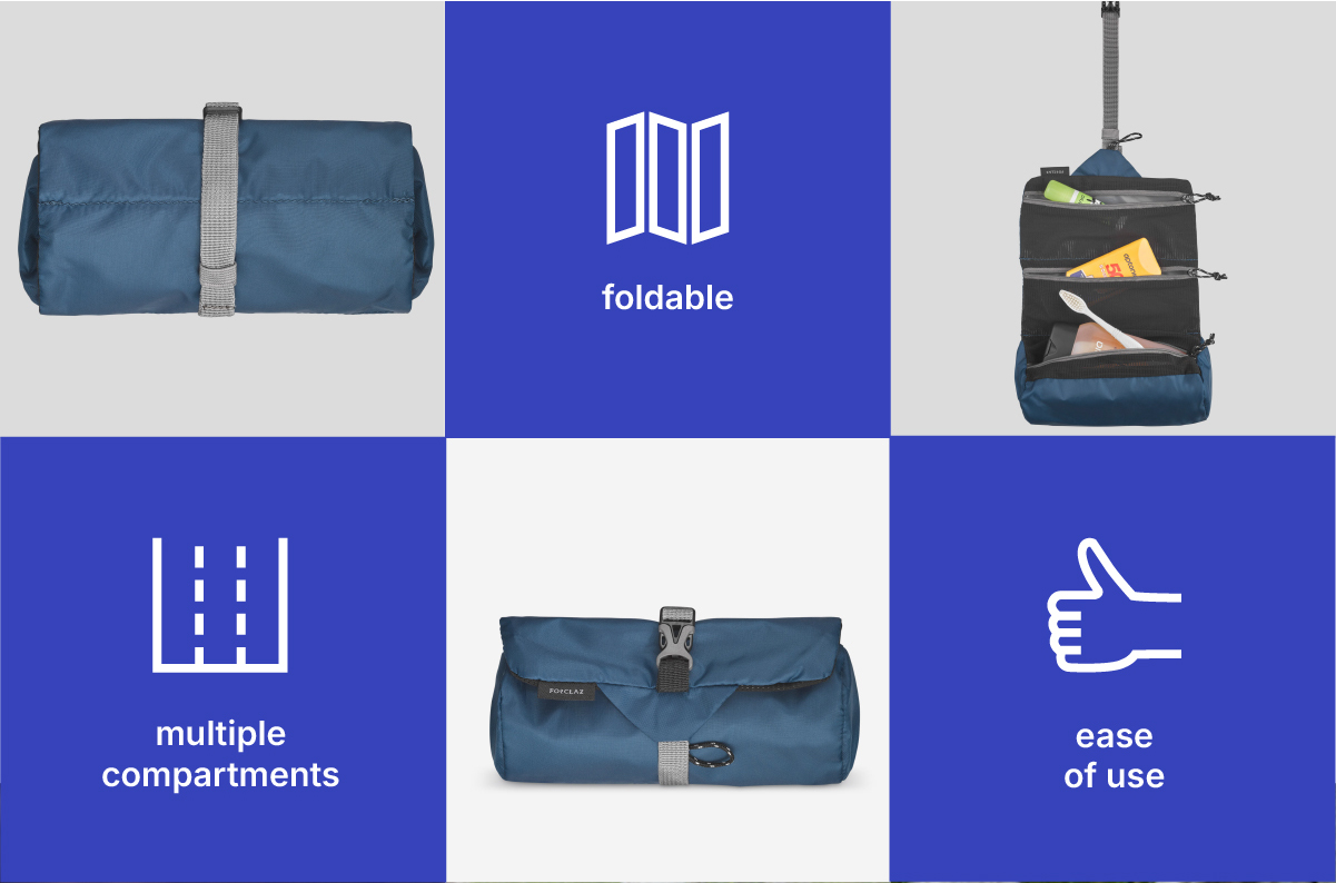 Decathlon Forclaz Hiking/Trekking Toiletry Bag Foldable | Shopee Malaysia