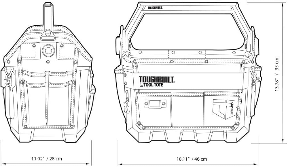 TOUGHBUILT Medium/Large Black Polyester (12"/16") Tool Tote TB-CT-82-12 ...