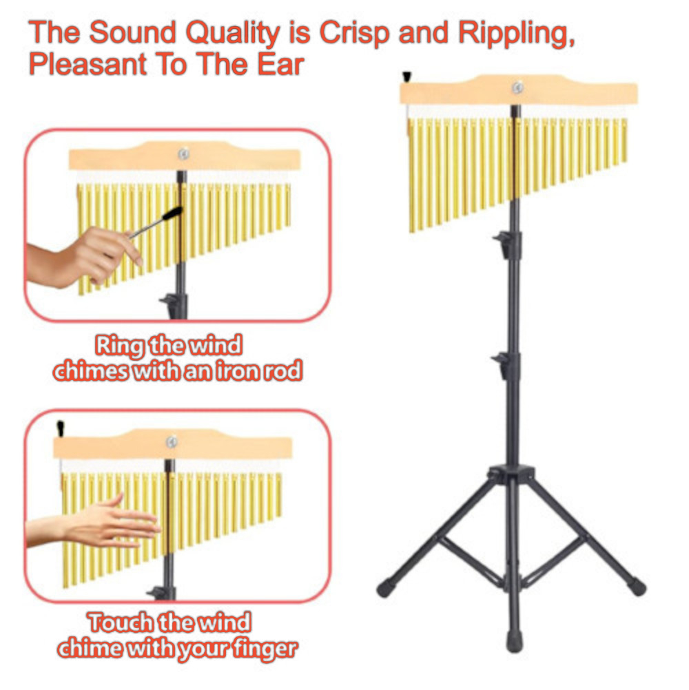 25 / 36 Tones Chime with Tripod Stand Single Row Metal Solid Bar Chimes ...