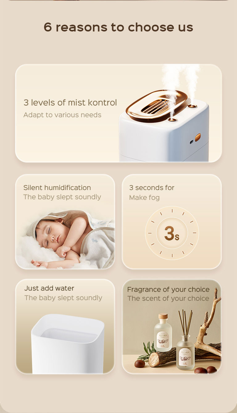 HAN RIVER Air Humidifier 1300ML Double Spray Diffuser Essential Oil ...