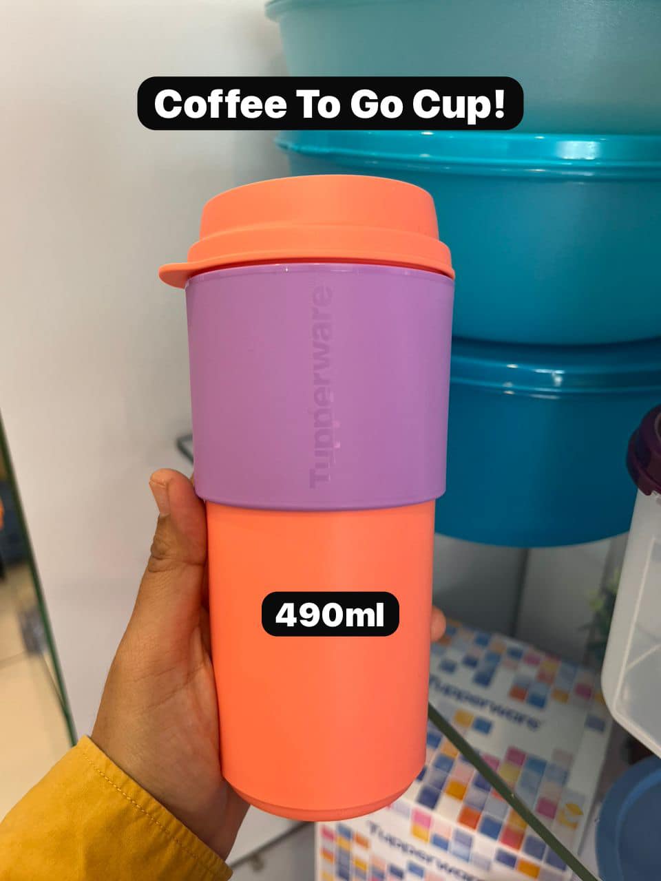 Tupperware Coffee To Go 490ml Pink Blue / mini HOT / COLD Flask GREEN x 1 water tumbler hot ...