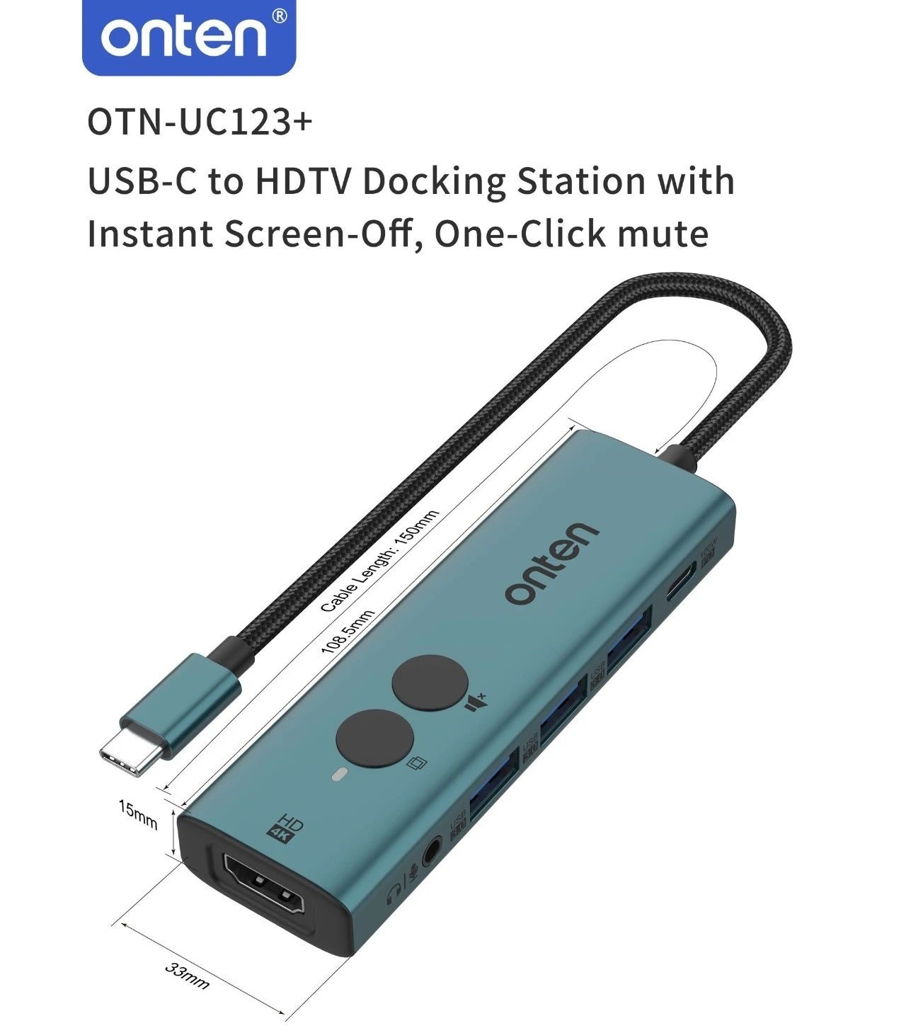 ONTEN 6 IN 1 USB-C TO HDMI 4K Docking Station USB3.0 Slot Type C Hubs ...