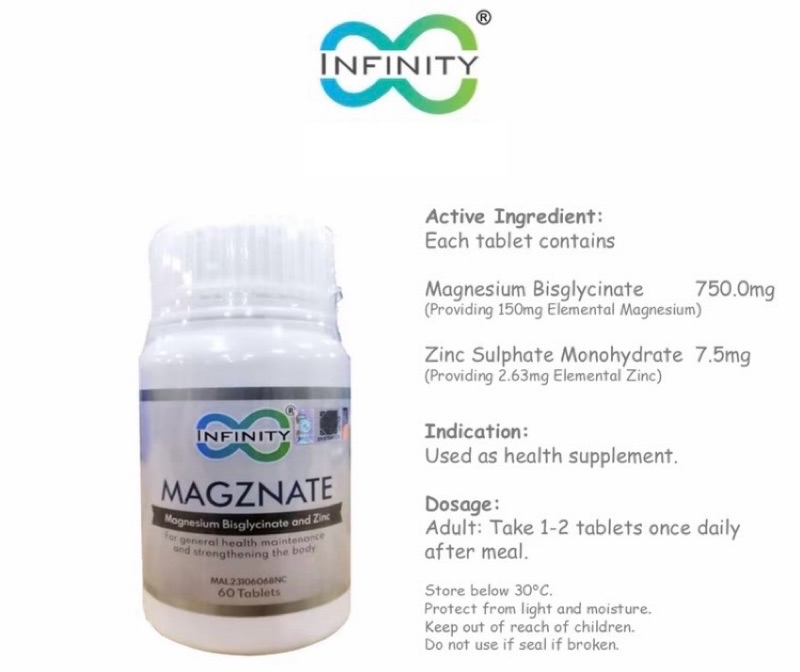 READY STOK💥 INFINITY MAGZNATE MAGNESIUM GLYCINATE 60 Tabs MAL23106068NC ...