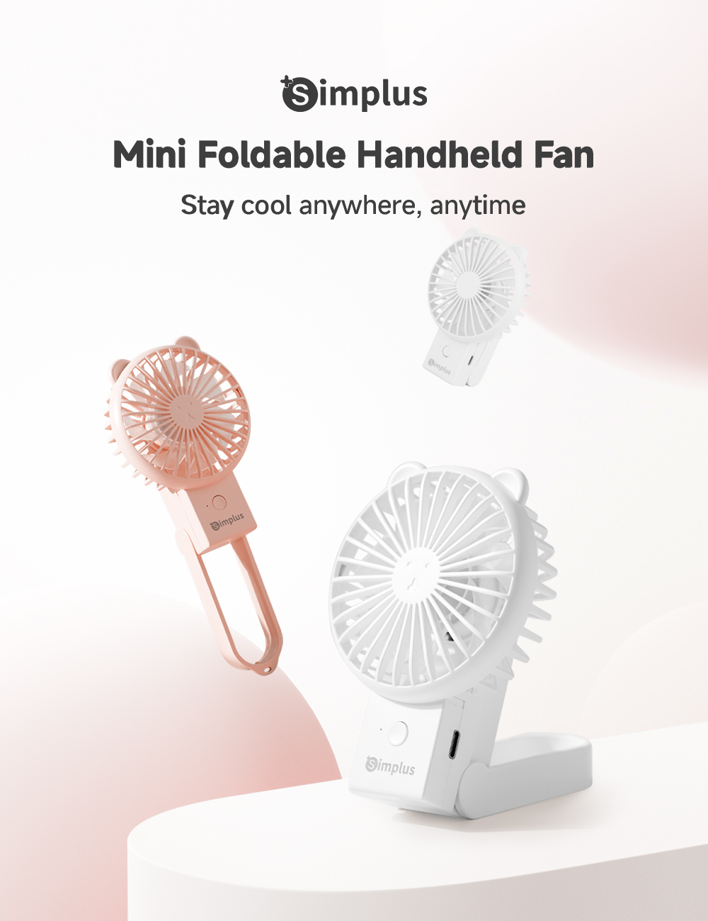 Simplus Handheld Fan | Cute Mini Portable Foldable | 3 Speed Settings ...