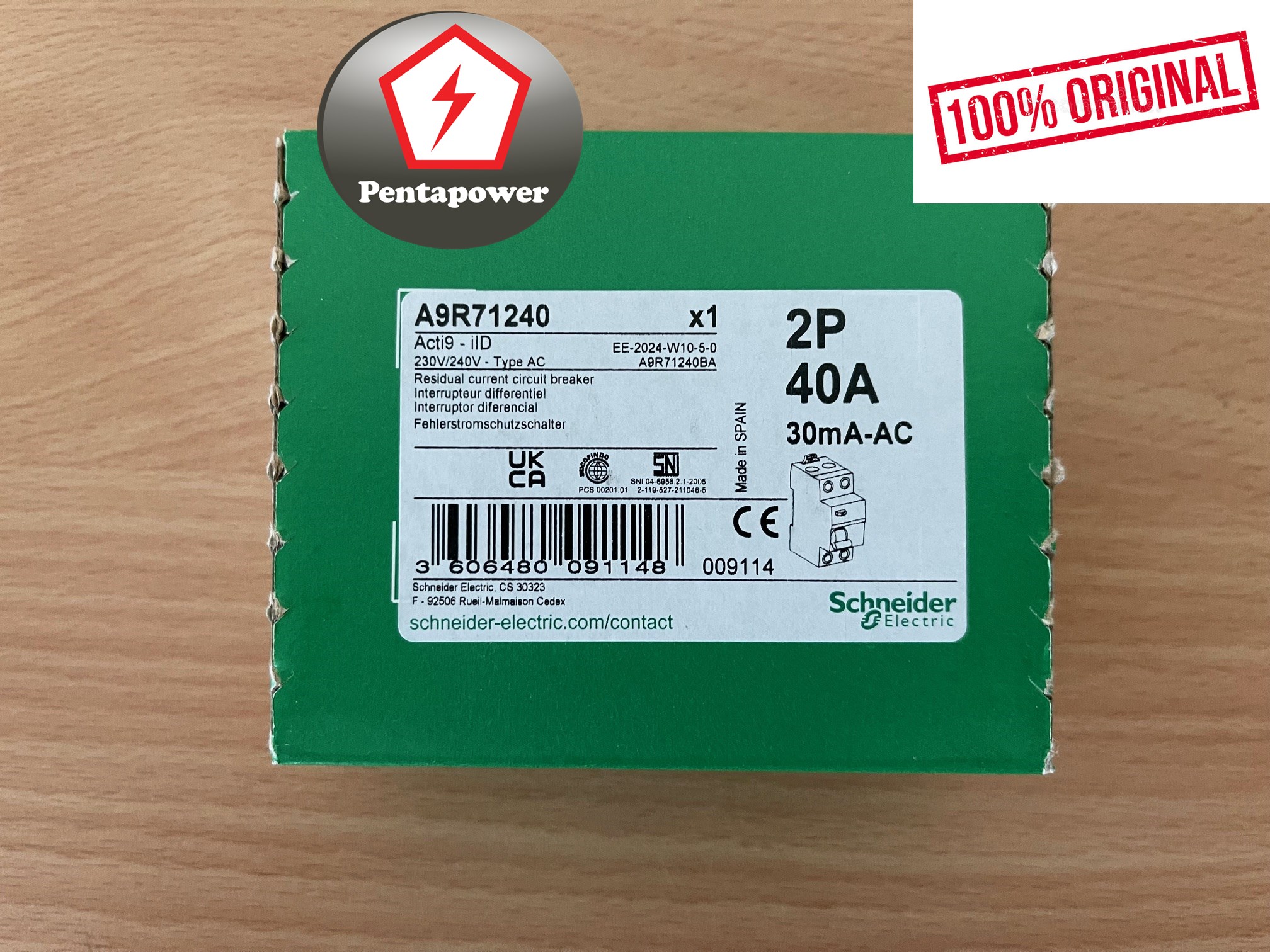 SCHNEIDER A9R71240 Acti 9 iID - RCCB - 2P - 40A - 30mA - type AC | Shopee Malaysia