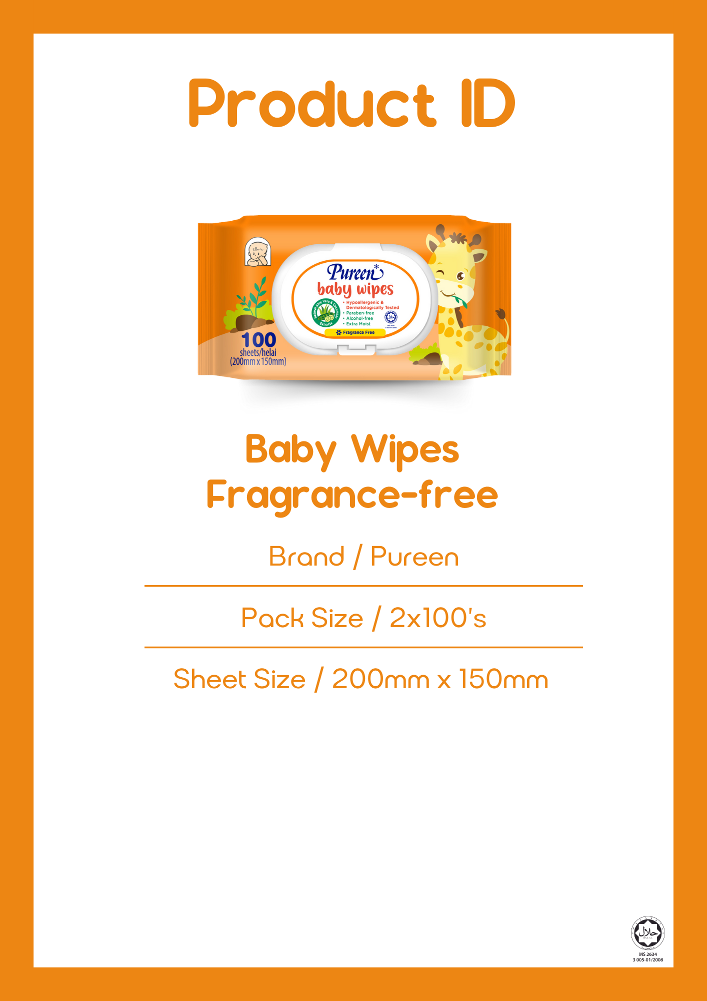 Pureen Baby Wipes Fragrance Free (2 x 100's) BWFF2100 | Shopee Malaysia