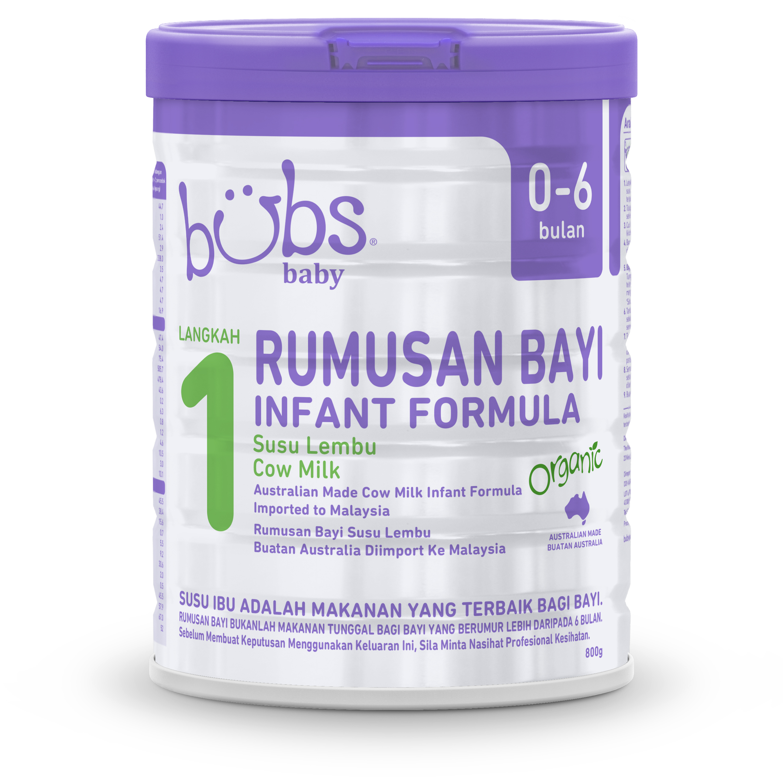 Bubs Organic Cow Milk Infant Formula (0-6 Months) Step 1 (Rumusan Bayi ...