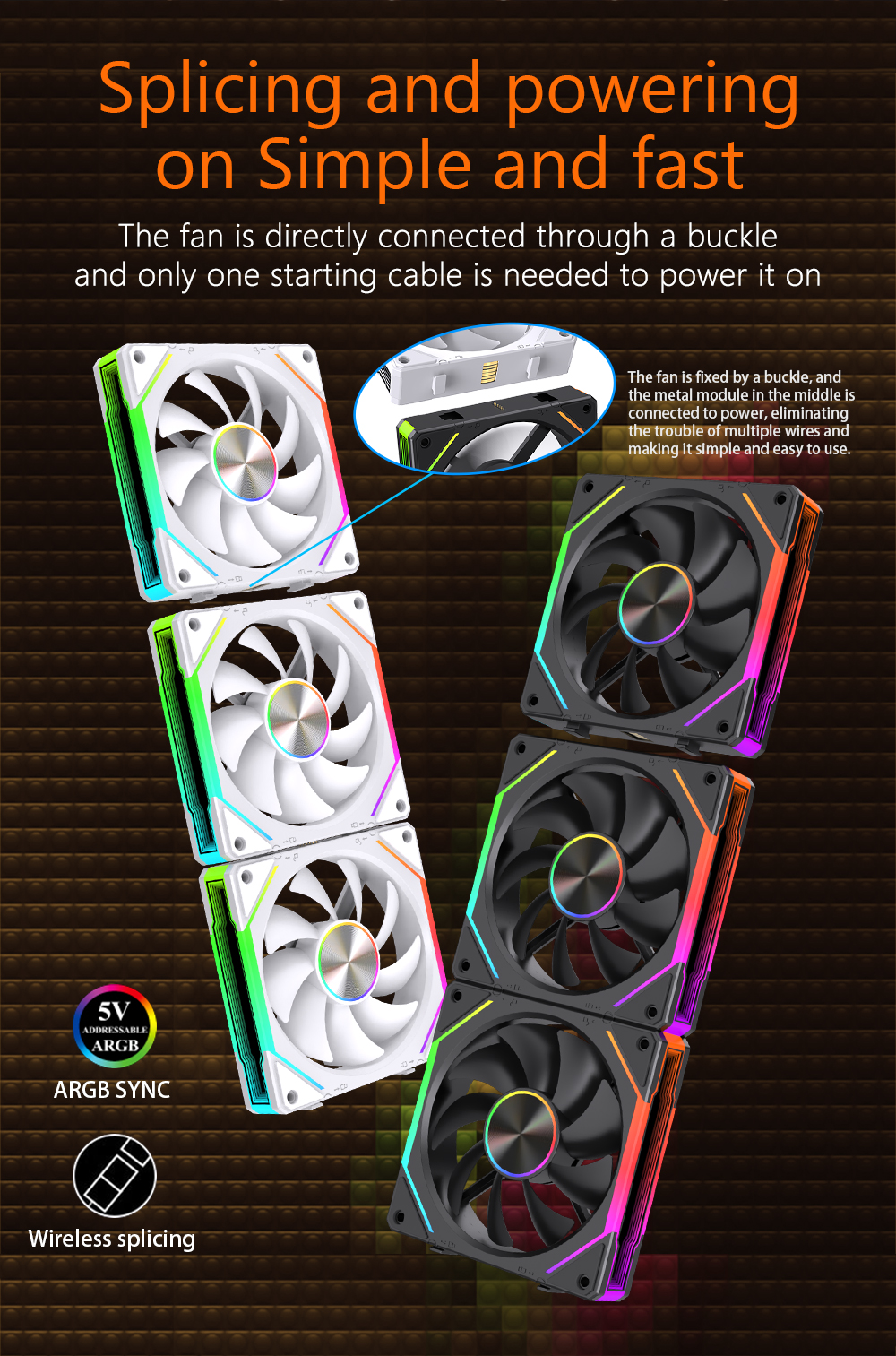 LOVINGCOOL ARGB 3Pin PWM 12cm Fan / Splicing / Building Block Fan ...