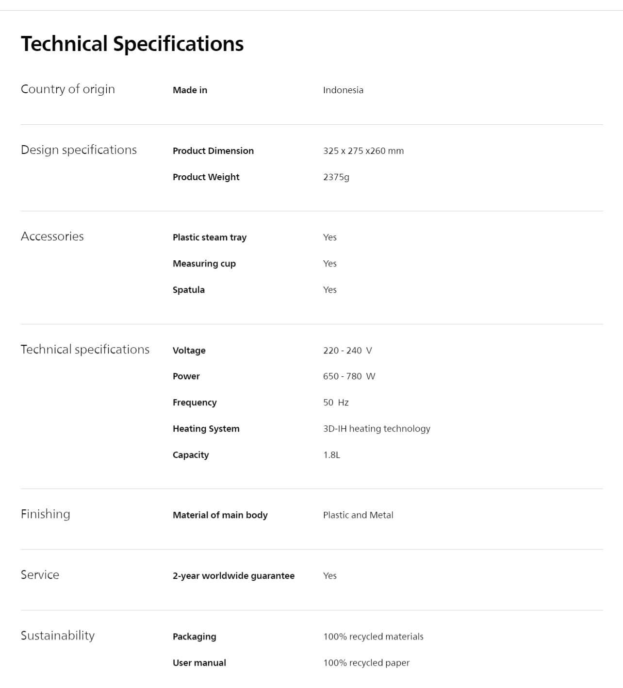 Philips HD3008/30 Rice Cooker 1000 Series 1.8L 650W | Shopee Malaysia