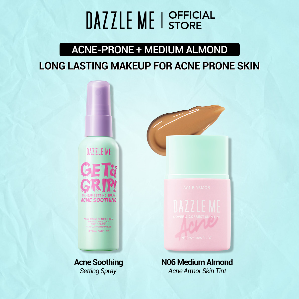 Acne-prone Firendly Makeup Bundle DAZZLE ME Acne Armor Skin Tint ...