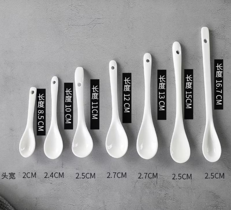 Sudu Perencah Ceramic White Coffee Sugar Spoon Soup Tea Spoons Honey ...