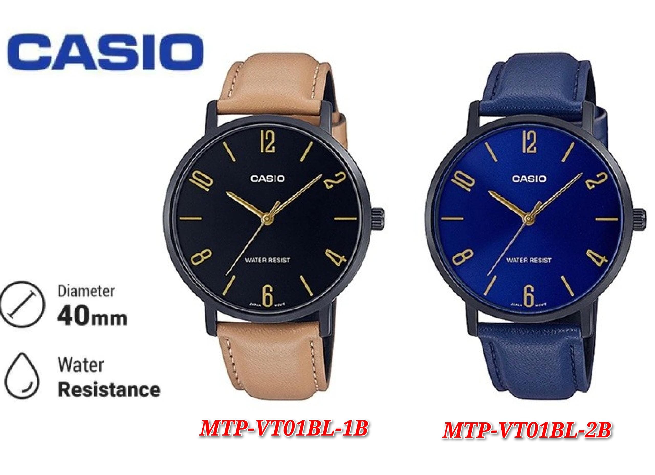 Casio General MTP-VT01BL Brown Leather Band Men Watch | Shopee Malaysia