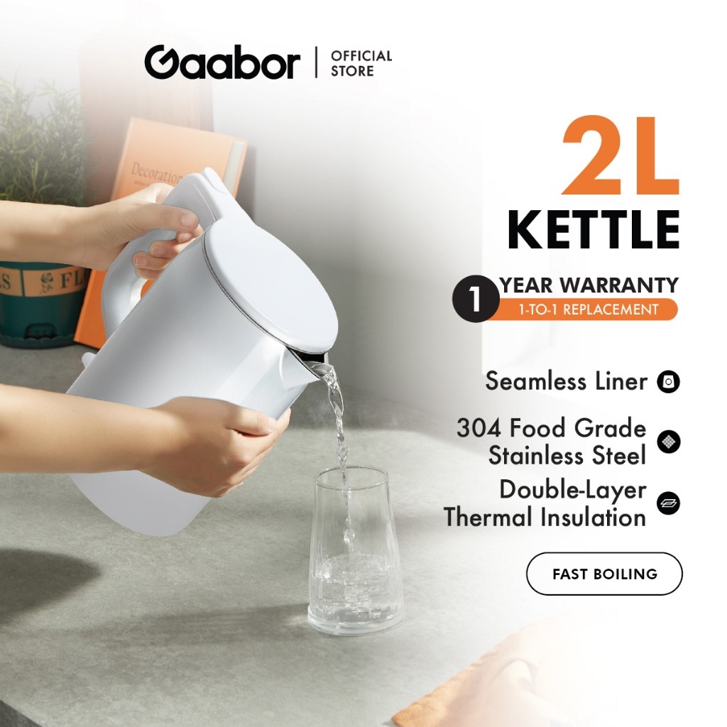 [Bundle Sales] Gaabor 2L Kettle Smart Temperature EK20M-WH01A and 2L Big Capacity Powerful Meat ...