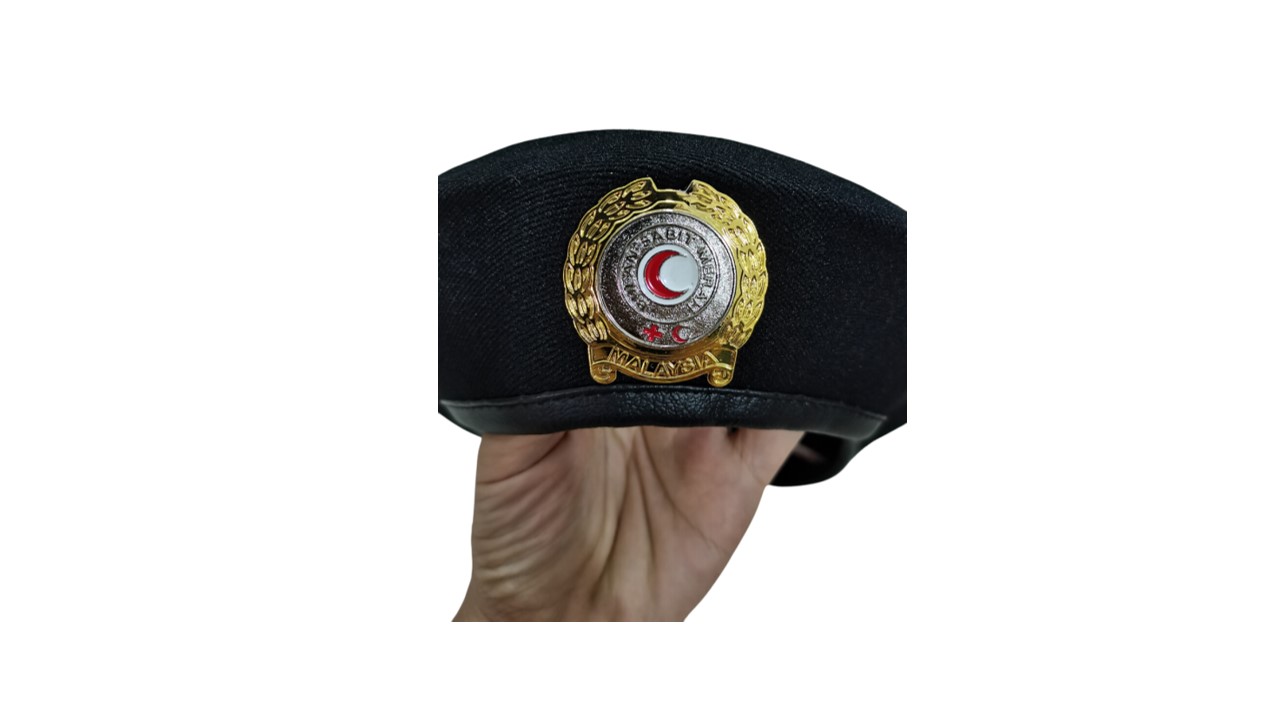 PBSM BSMM Topi Beret Bulan Sabit Merah Malaysia - Beret Hitam , Lencana ...