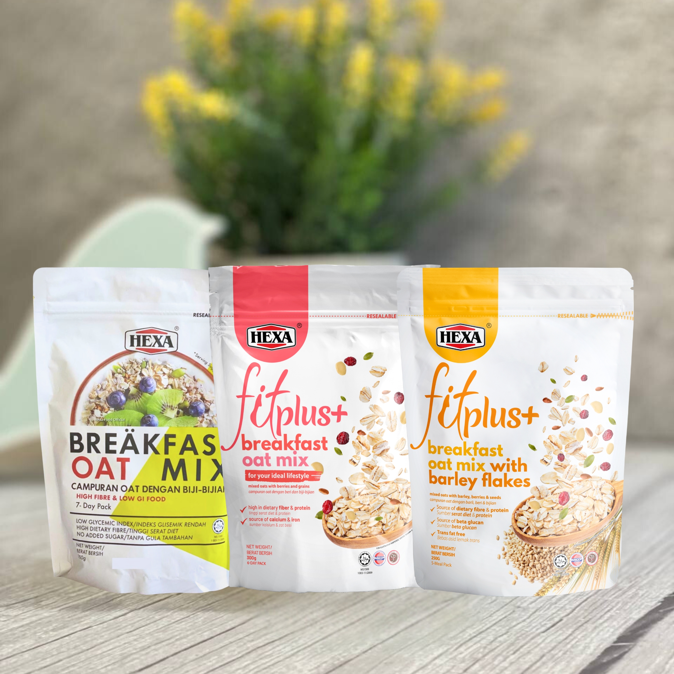 HEXA Fitplus Breakfast Oat Mix 300g + Breakfast Oat Mix 350g + Fit Plus ...