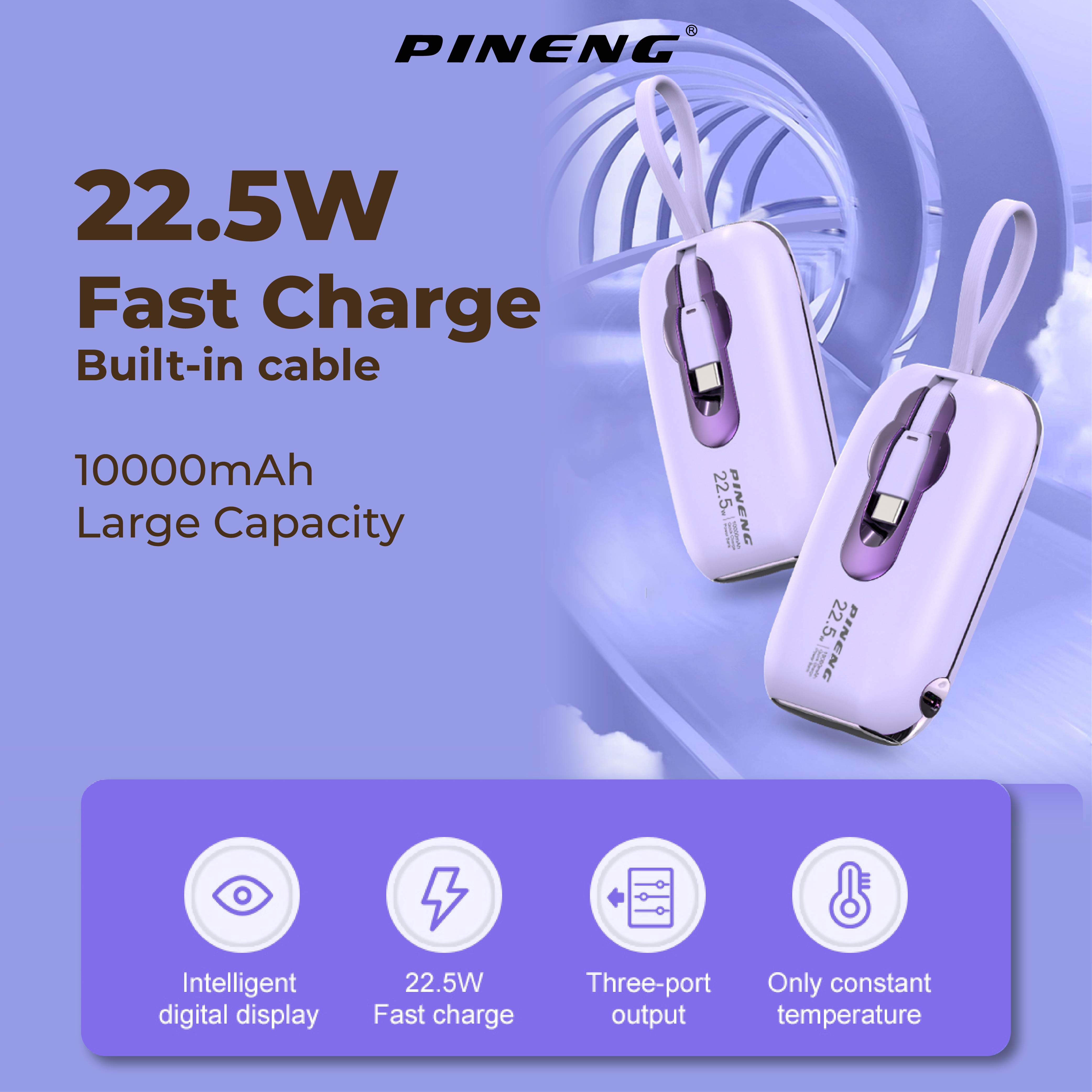 [NEW] Pineng PN-876PD 22.5W 10000mAh Fast Charge Portable Power Bank w ...