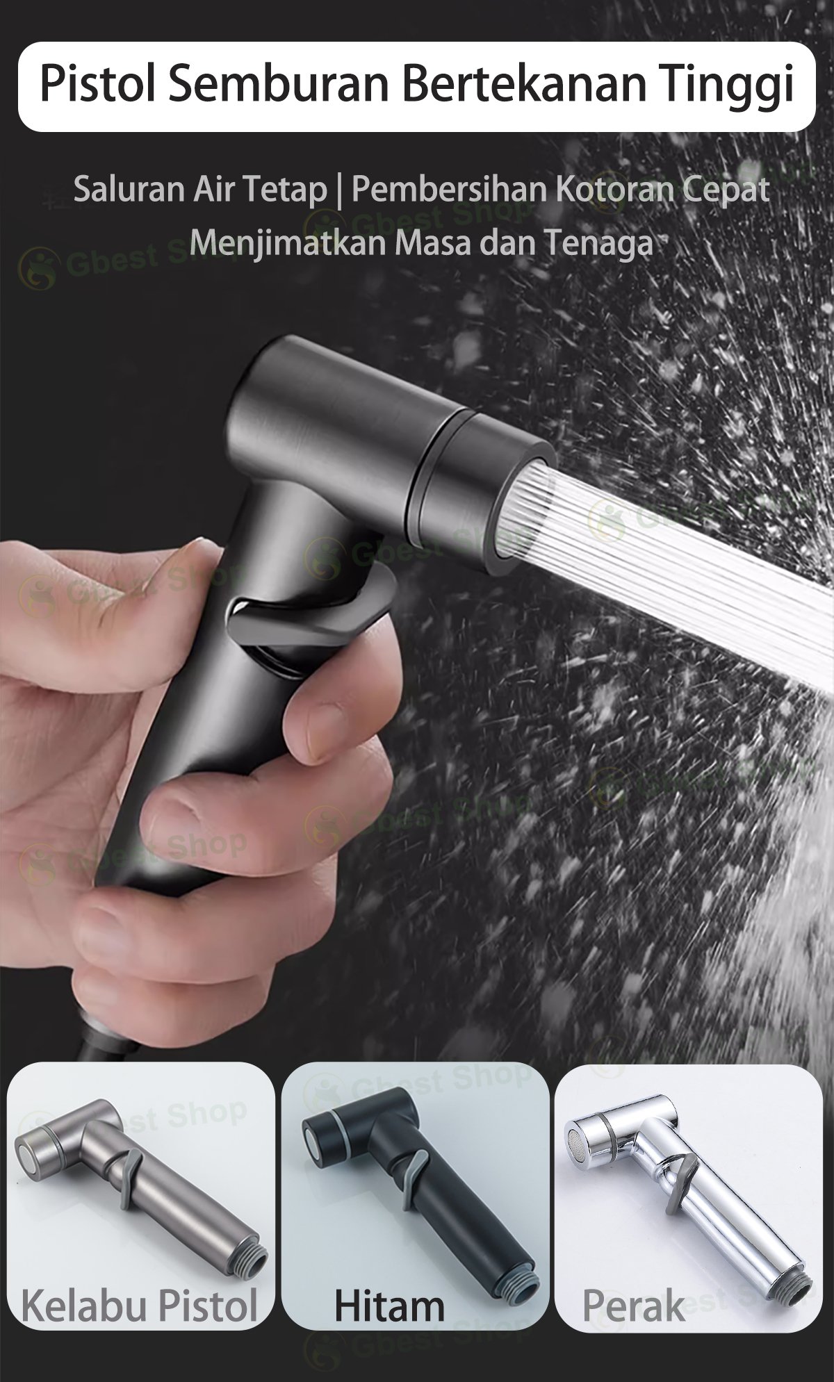 HAND BIDET Douche Adjustable SPRAY GUN bidet spray head stainless steel Toilet Bathroom kepala ...