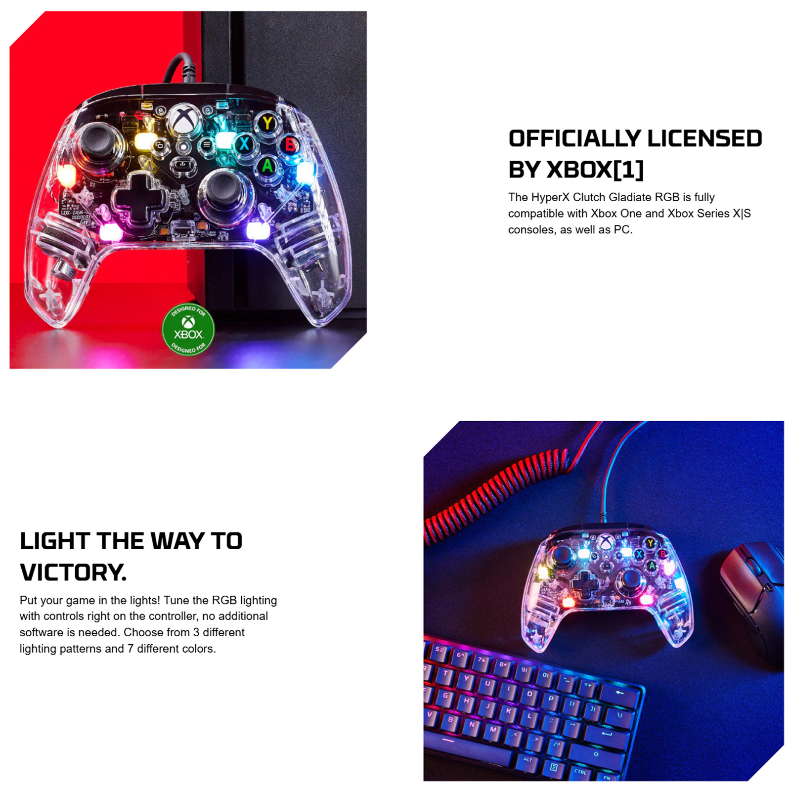 HyperX Clutch Gladiate Wired Gaming Controller with Dual Rumble Motors ...