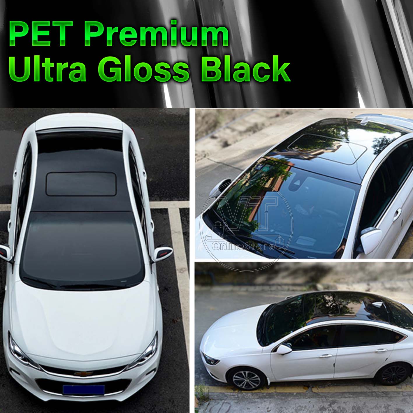 PET Premium Ultra Gloss Black Vinyl Film Glossy Black Sticker Wrap Film ...