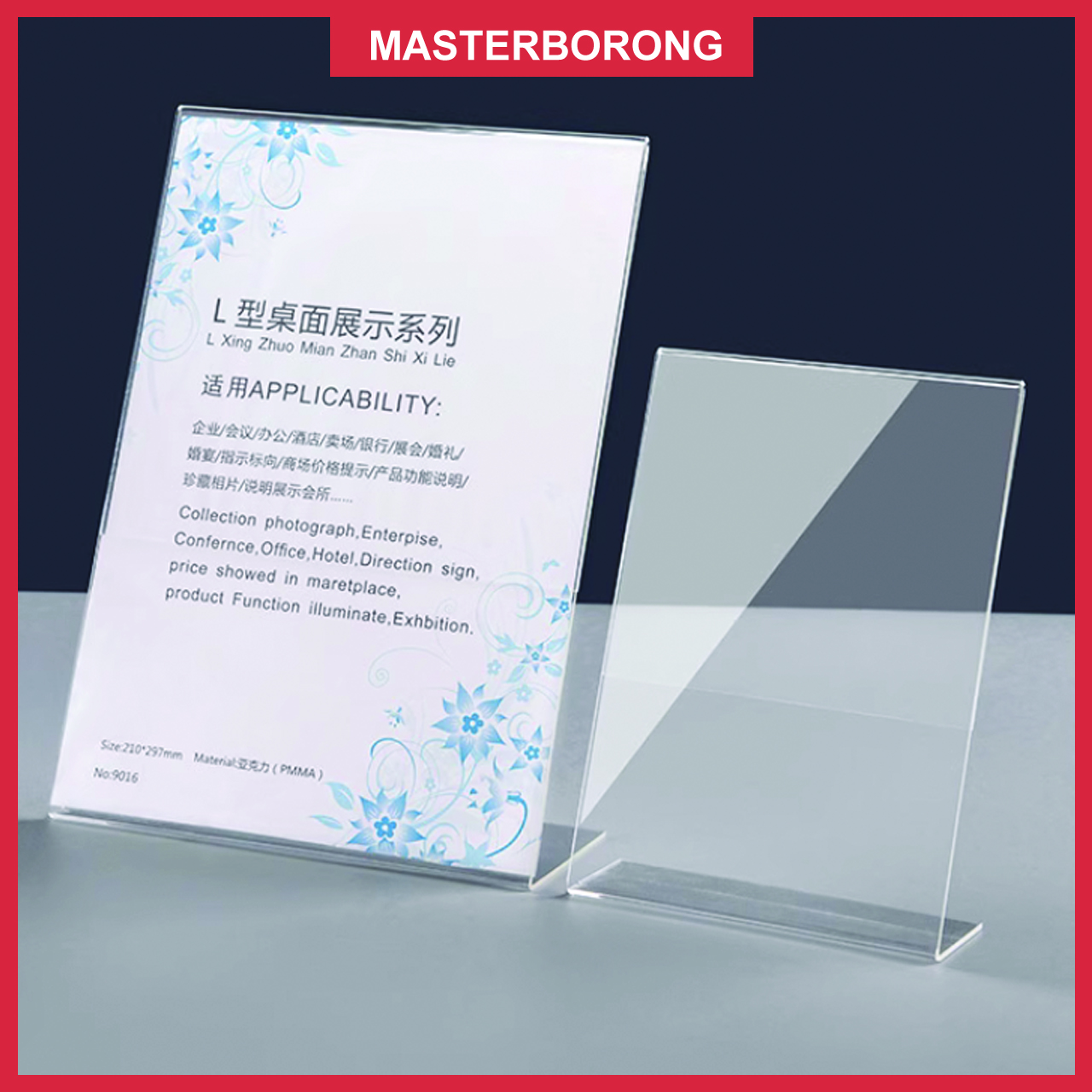 L Shape Acrylic Stand A4 A5 A6 Size Display Stand Transparent Holder ...