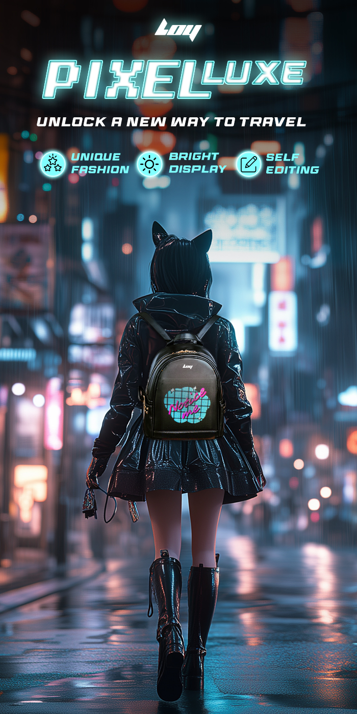 LOY Pixel Luxe - LED Backpack Bag with 4096 Pixel Art LED Screen ...