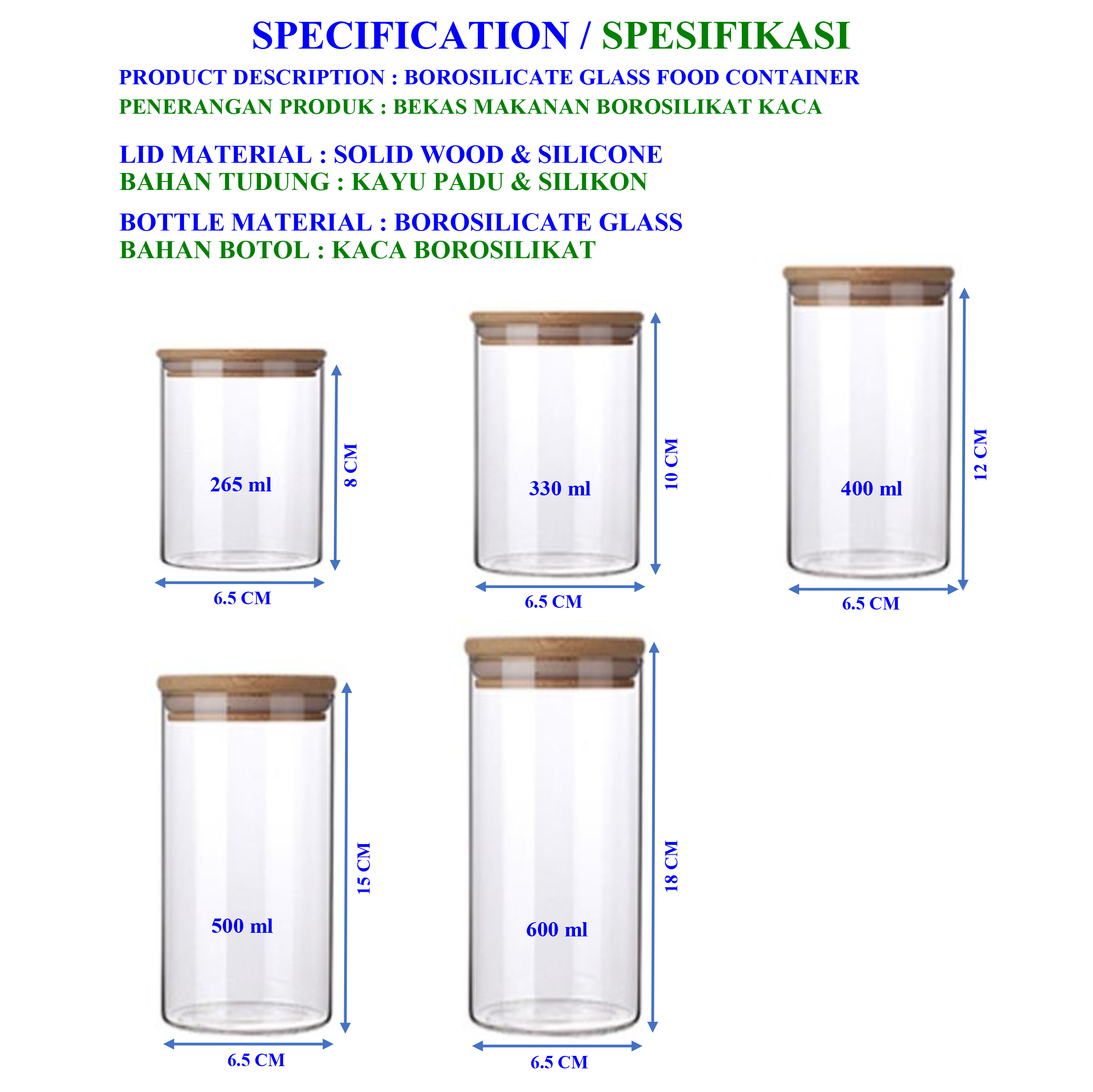 Borosilicate glass round container Round airtight glass jar Glass food ...