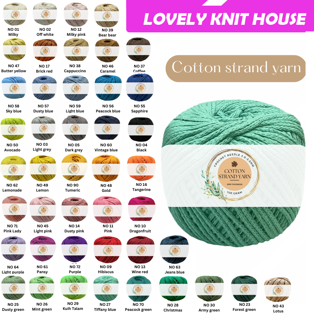 42 Color 100g 2mm Cotton Strand Yarn Hollow Cotton Yarn Benang Crochet ...