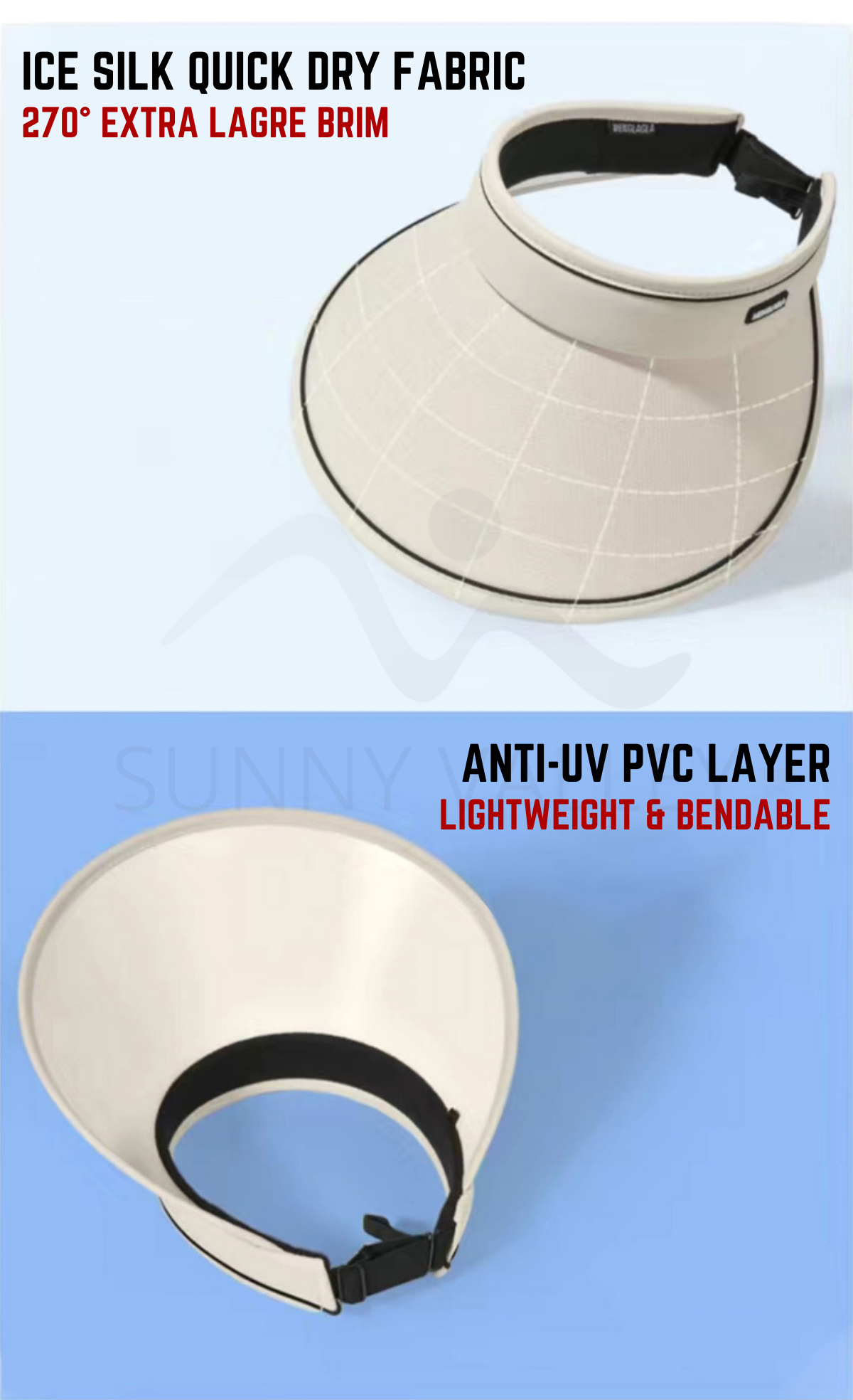 SUNNY VALLEY Foldable Wide Brim Anti-UV Sun Hat Women Visor Beach ...