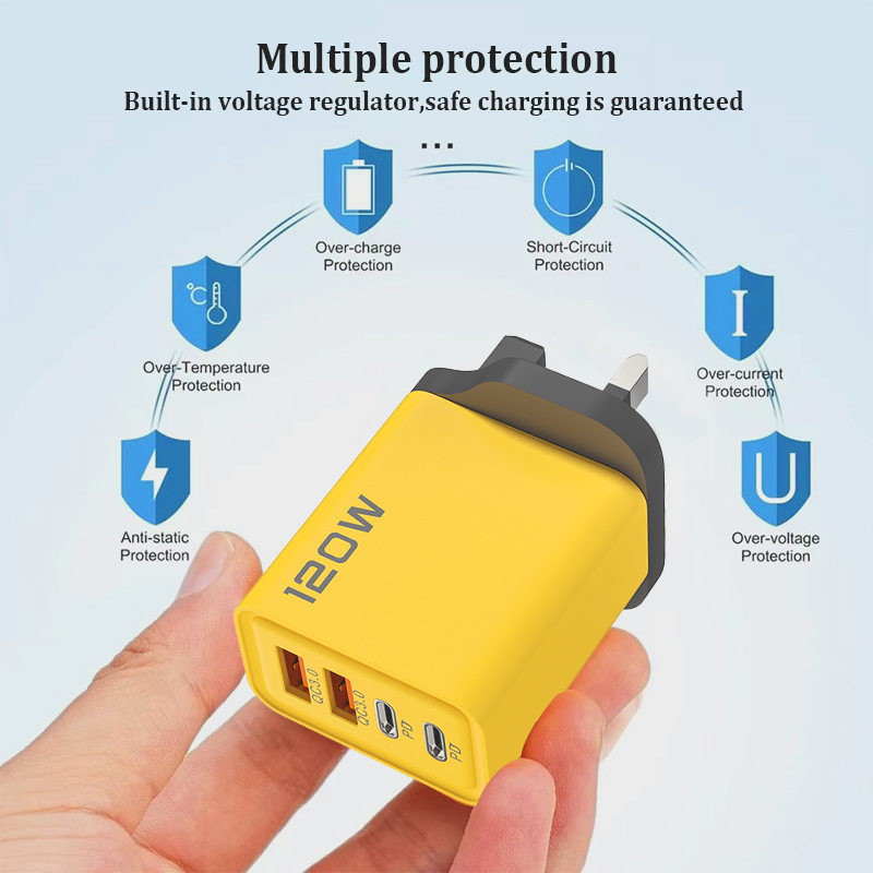 120w Fast Charging Mobile Phone Charging Plug / 5V 2A UK Regulations ...