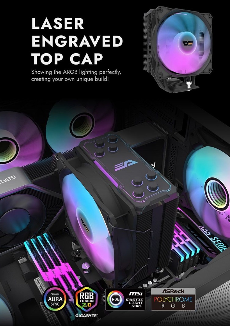 DarkFlash Storm Z4 Pro Mist ARGB CPU Cooler | Black & White | High ...