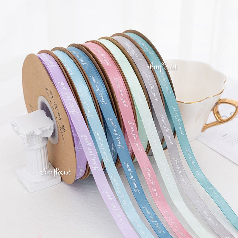 (22M) 1CM JUST FOR YOU Ribbon Reben Riben Gift Satin Organza Flower ...