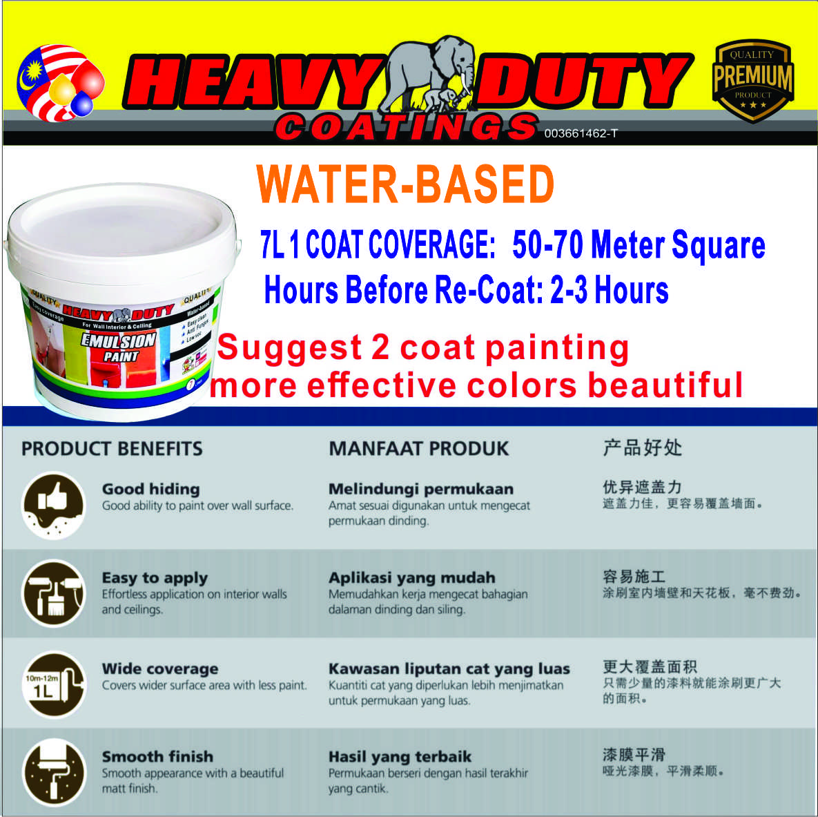🌟 HCG7582 SEA BREEZE 🌟7 LITER INTERIOR WALL EMULSION PAINT / CAT EASY ...
