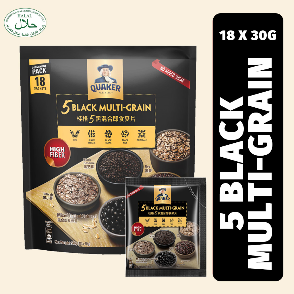 [Sachet] Quaker Five Black Multigrain Mix Oat 30gx18s 桂格五（5）黑混合即食燕麦片 ...