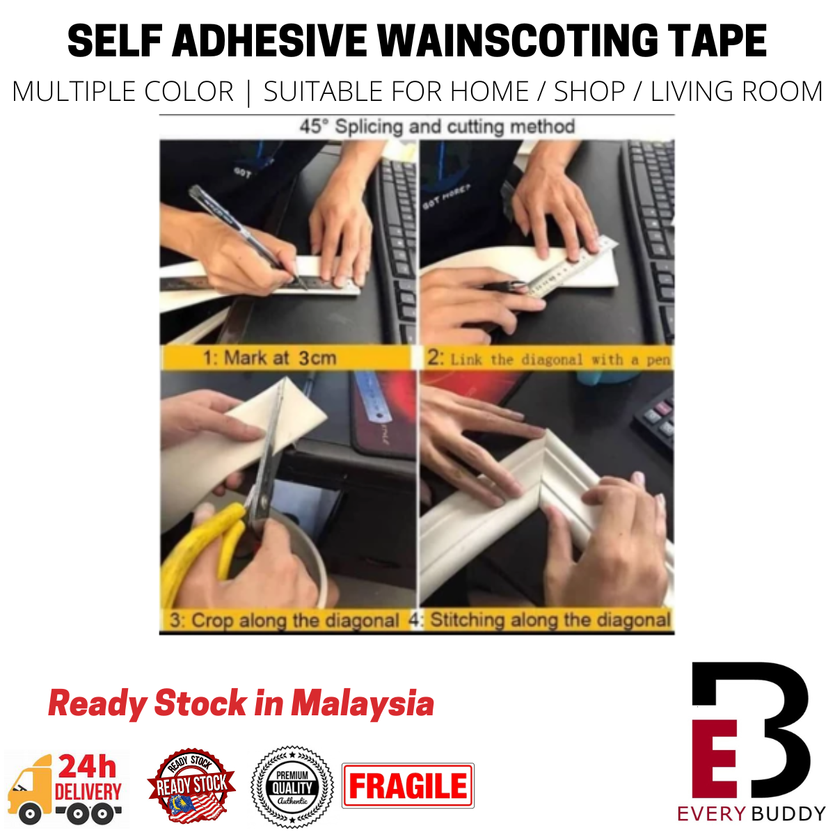 5m Wall Skirting Foam Wainscoting Shelf Wall Stickers Self adhesive ...