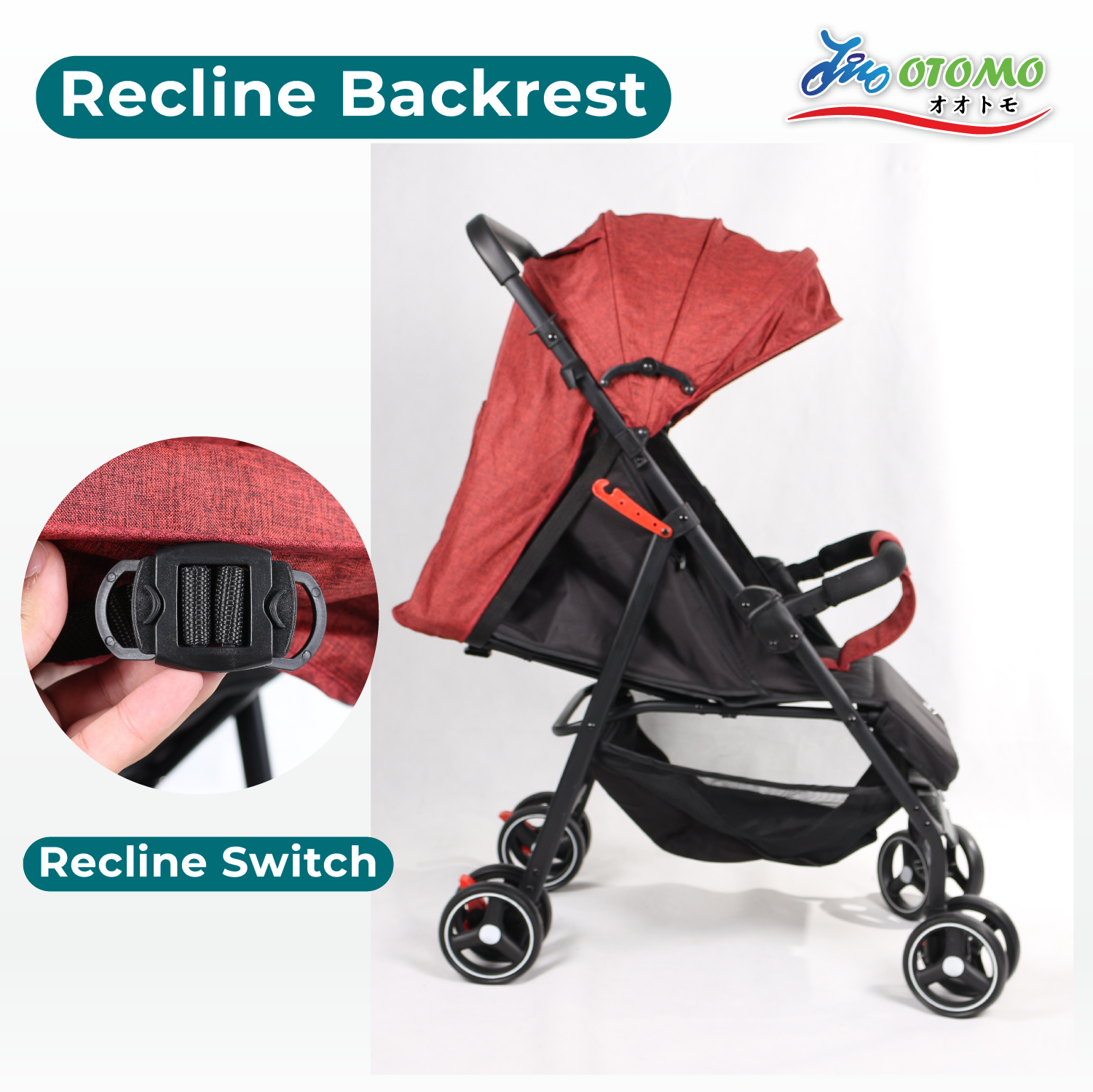 OTOMO Stroller Baby Foldable Cabin Compact Stroller Adjustable Space ...