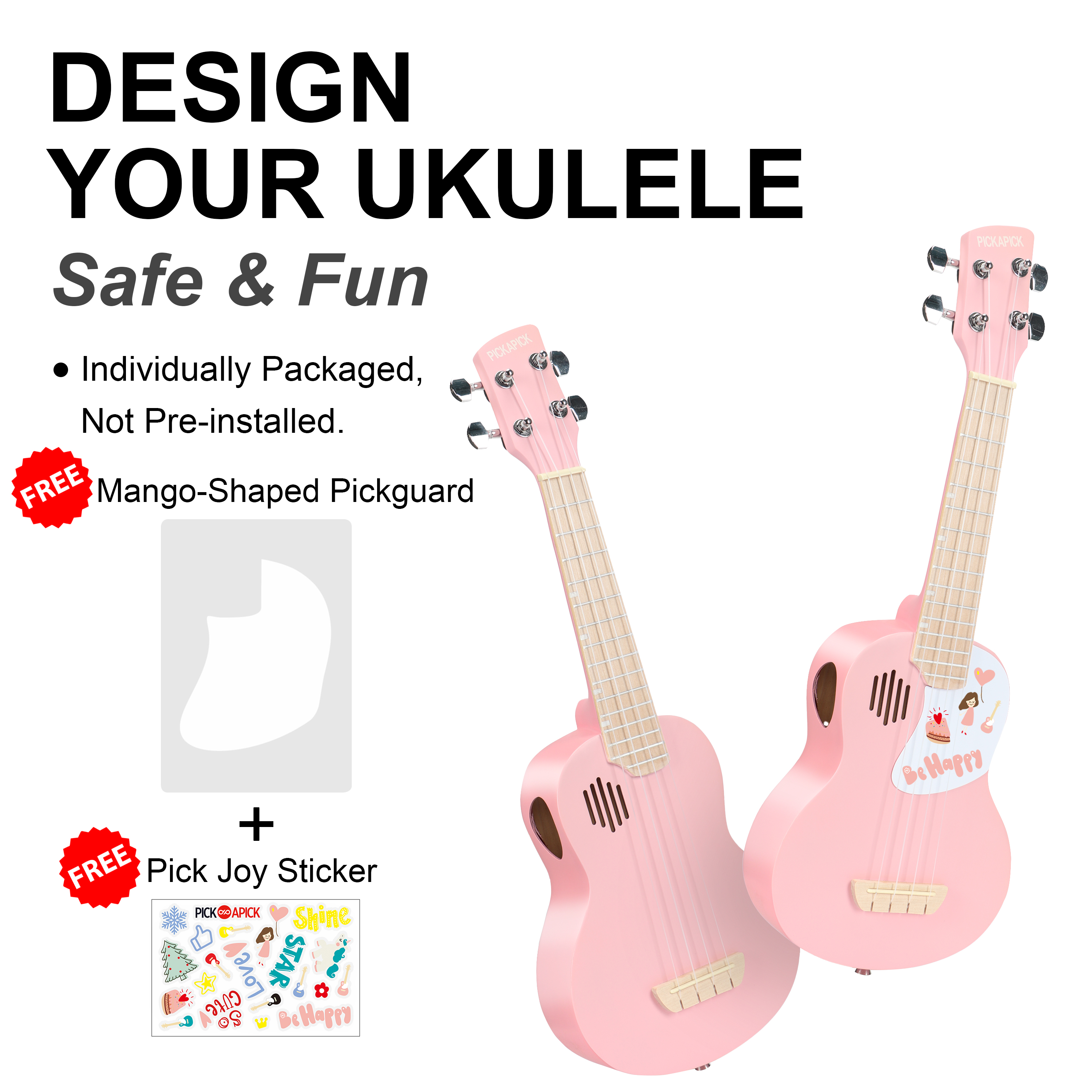 PICKAPICK 21 Inch Soprano Color Ukulele UC21 Ukelele Original Beginner ...